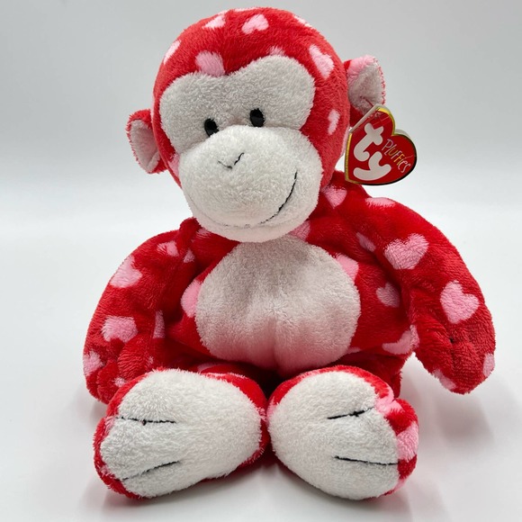 Ty | Toys | 206 Ty Pluffies Harts Red Monkey Plush Pink Hearts Tylux ...